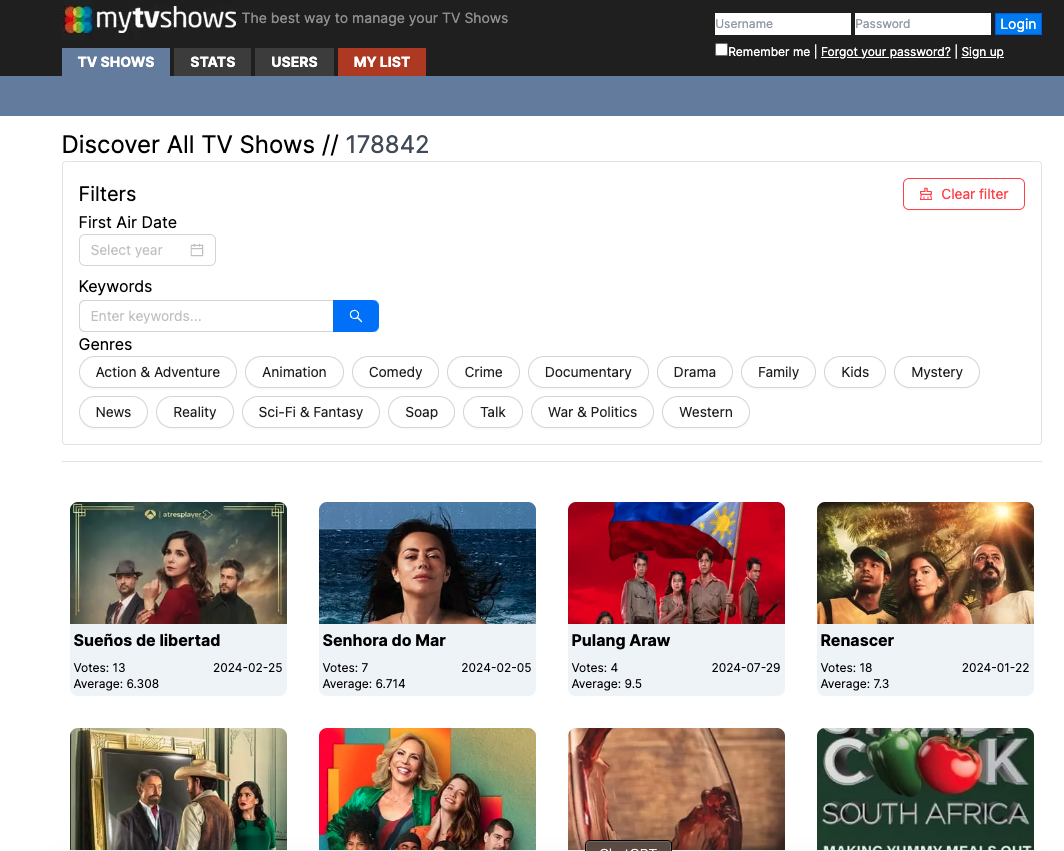 My TV Shows List - MyTVShows